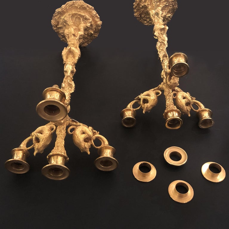 19th Century Fratin Bronze Pair of Candelabras For Sale at 1stDibs