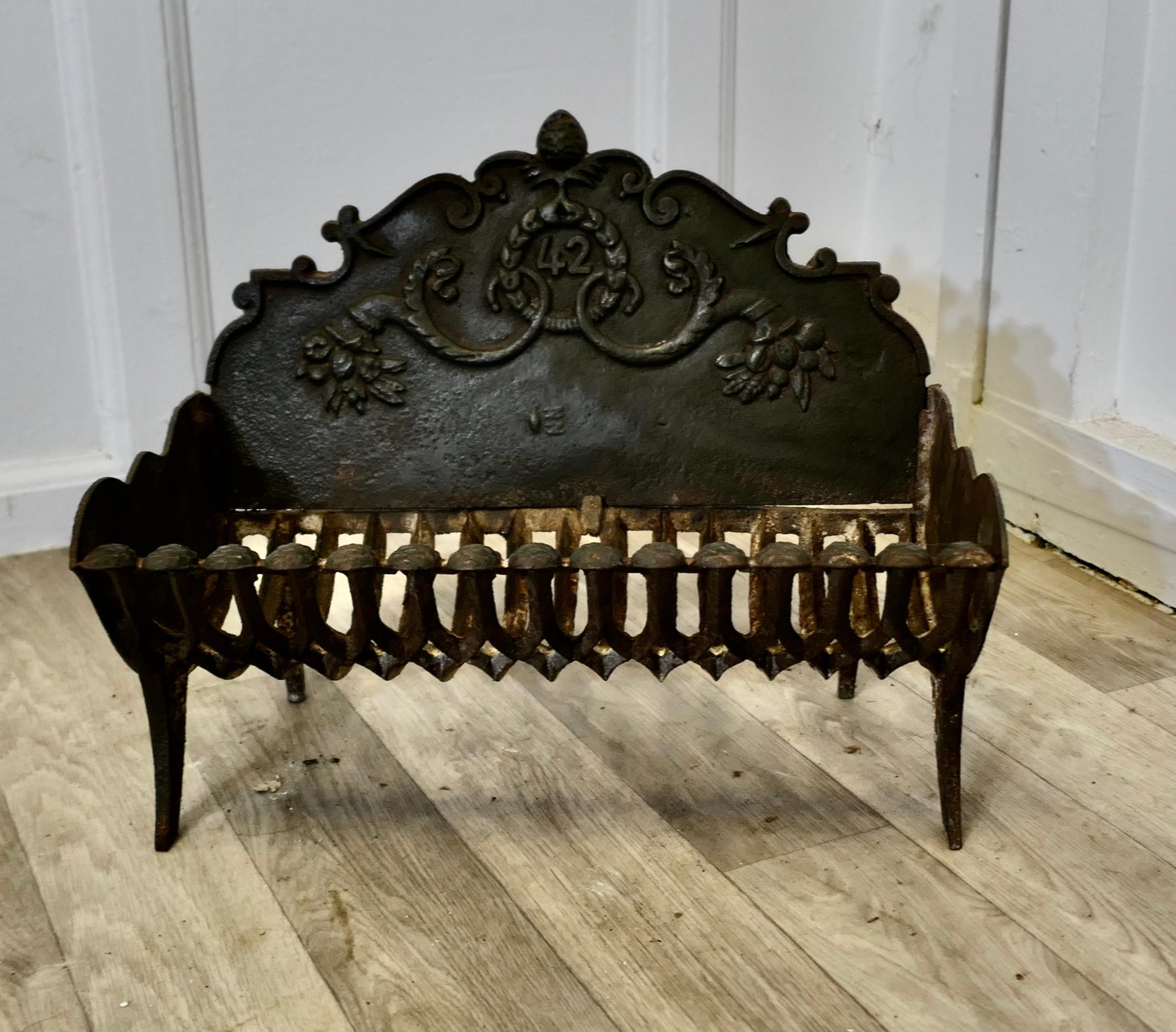 19th Century Free Standing Fire Basket, Iron Fire Grate This is a heavy ...