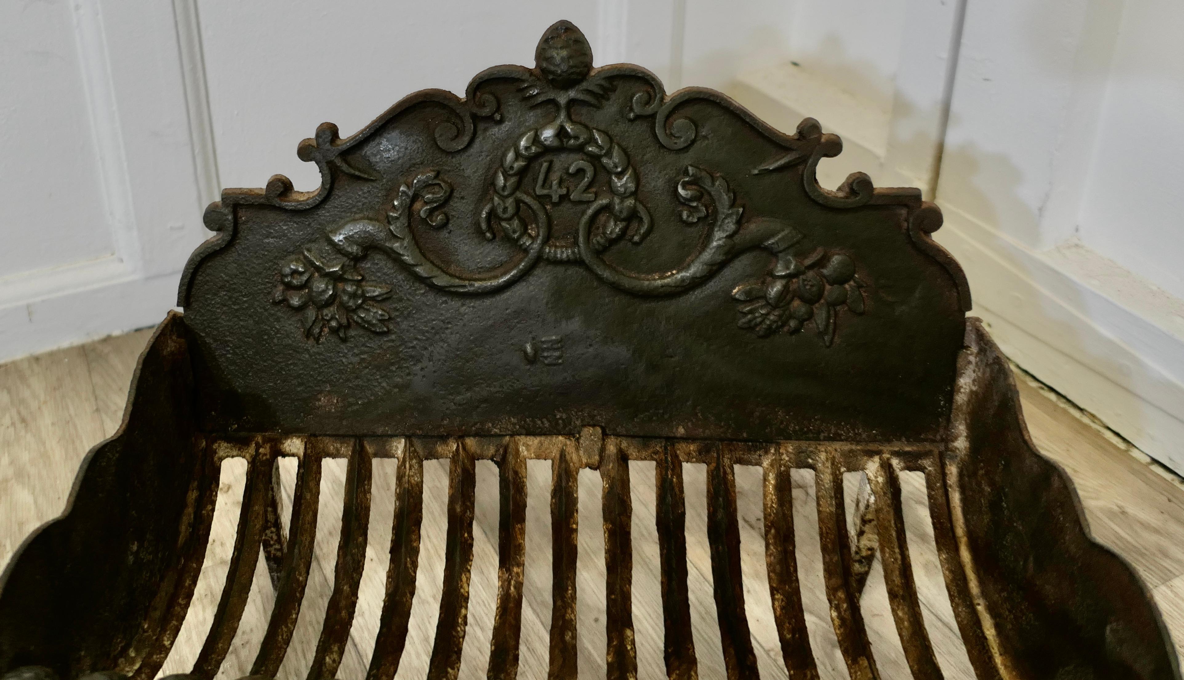19th Century Free Standing Fire Basket, Iron Fire Grate This is a heavy ...