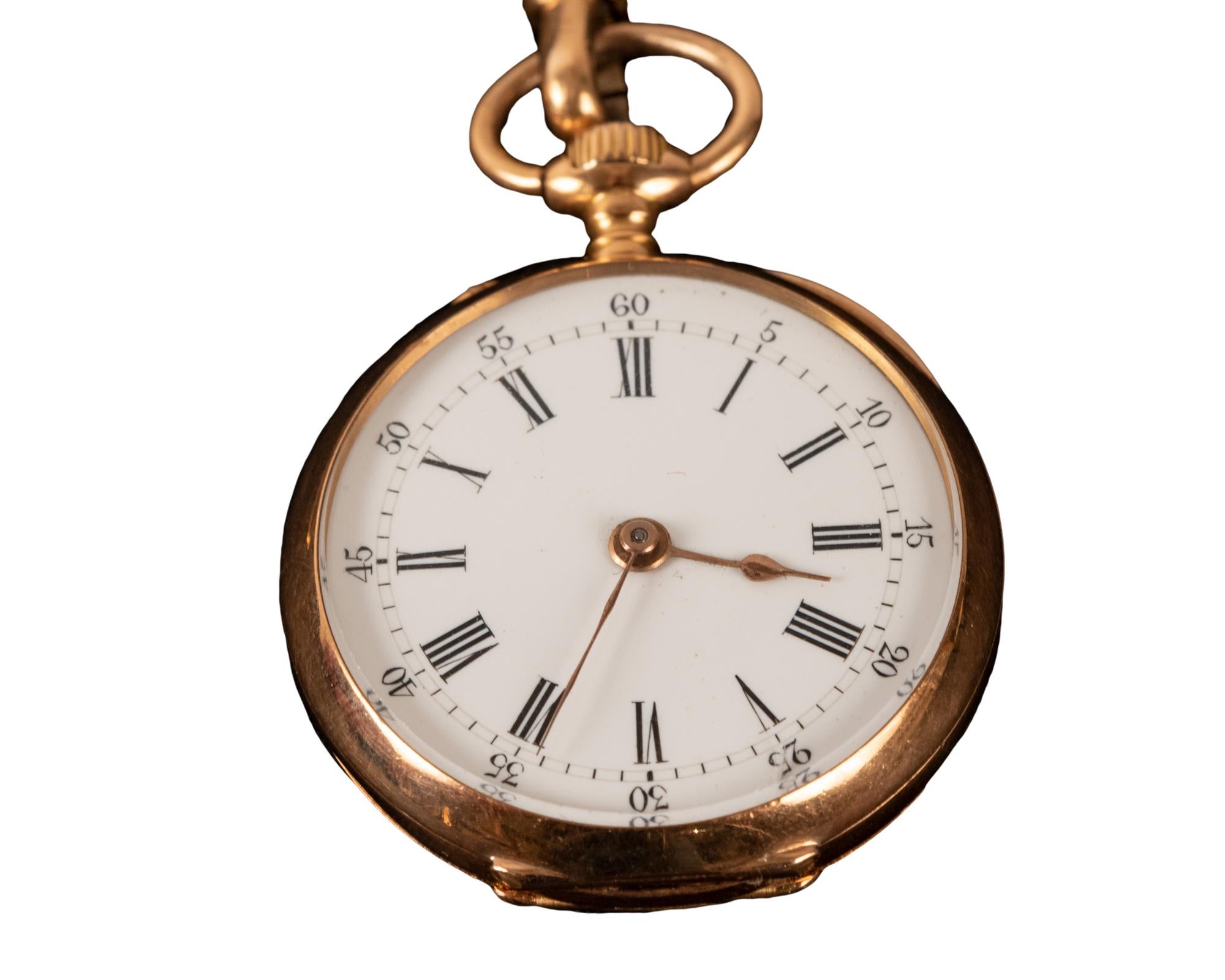 19th Century French 14-Karat Yellow Gold Lapel Watch For Sale at 1stDibs