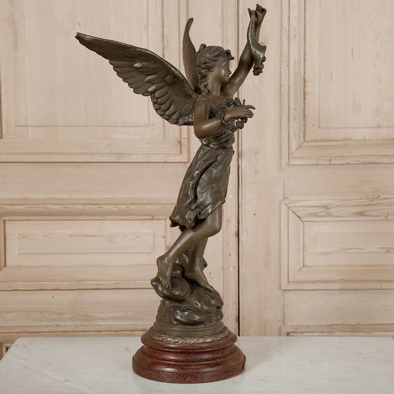 19th Century French Angel Spelter Statue, "La Fortune" by Kossovski at ...