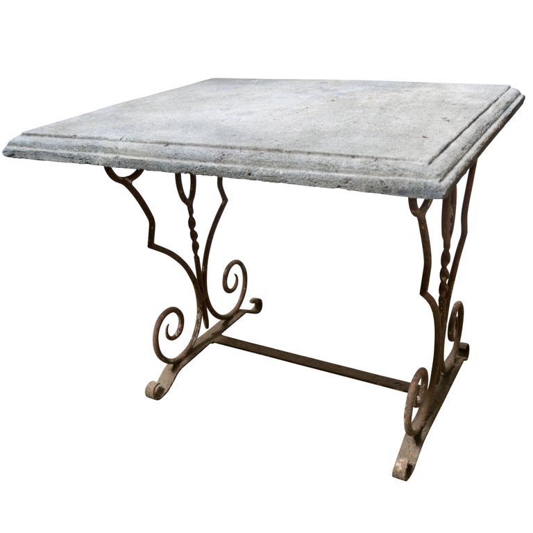 19th Century French Antique Limestone Table with Iron Base For Sale at ...
