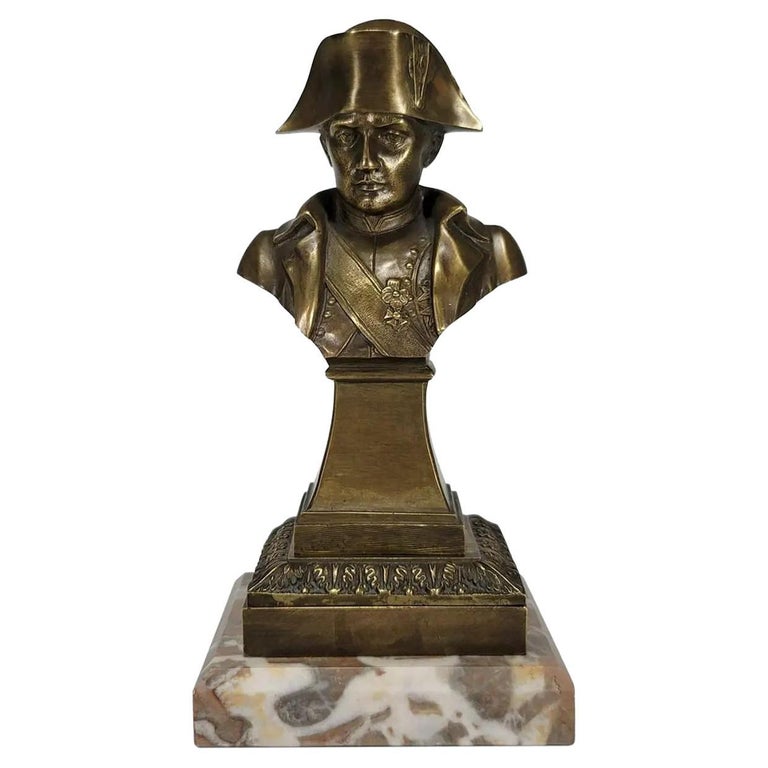 19th Century French Antique Napoleon Bronze, Marble Bust, Parisian ...