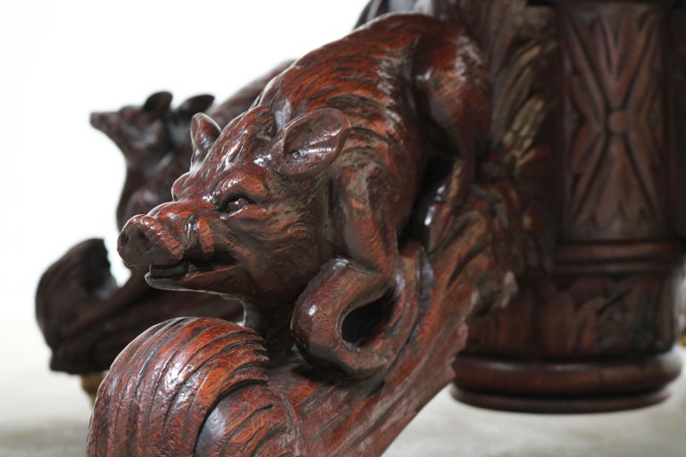 19th Century French Antique Oak Oval Dining Hunt Table Black Forest ...