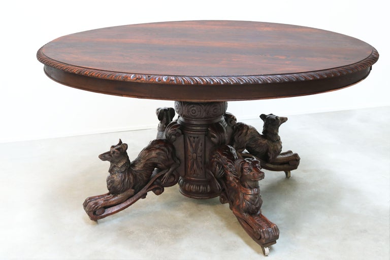 19th Century French Antique Oak Oval Dining Hunt Table Black Forest ...