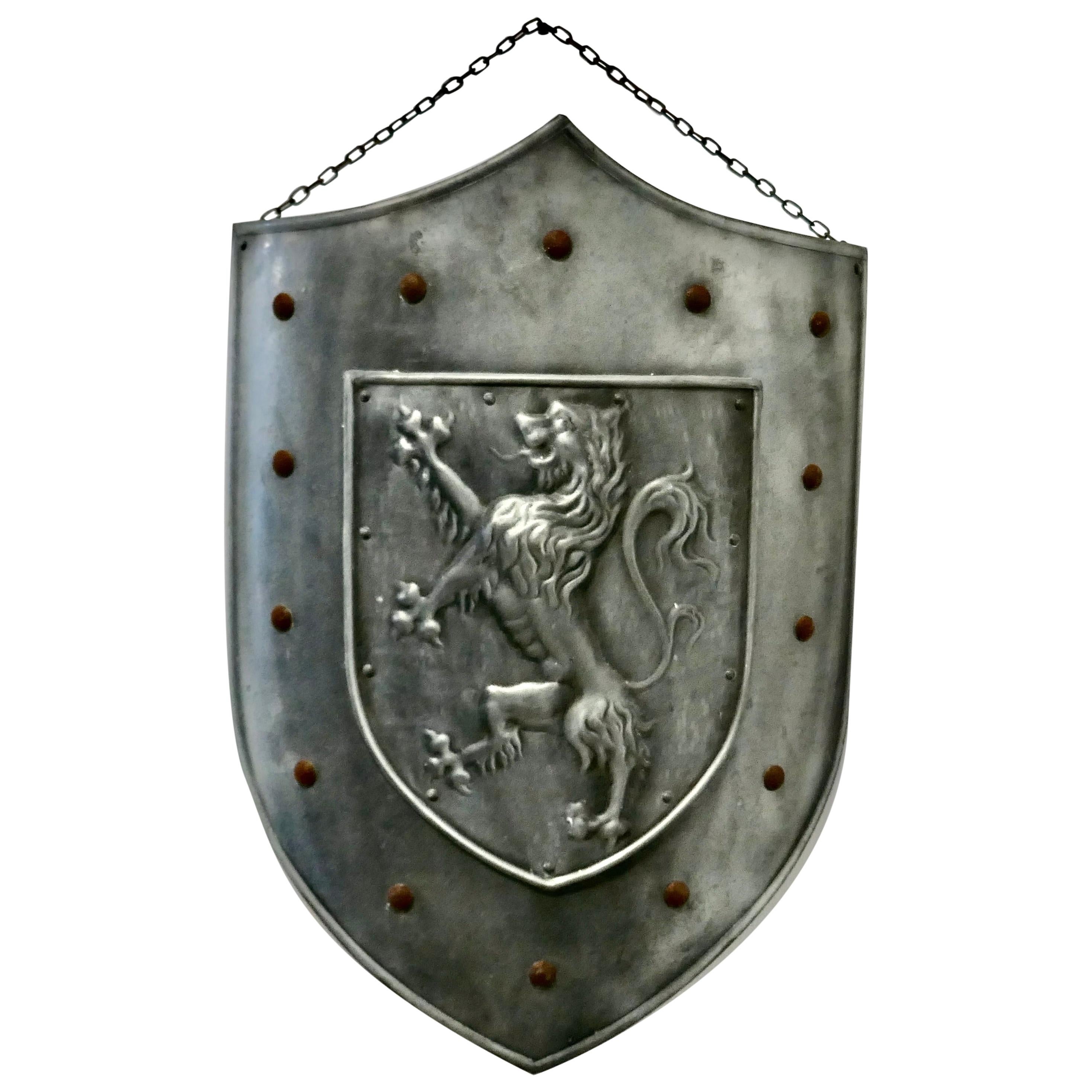 19th Century French Arts and Crafts Handmade Curved Steel Shield at 1stDibs