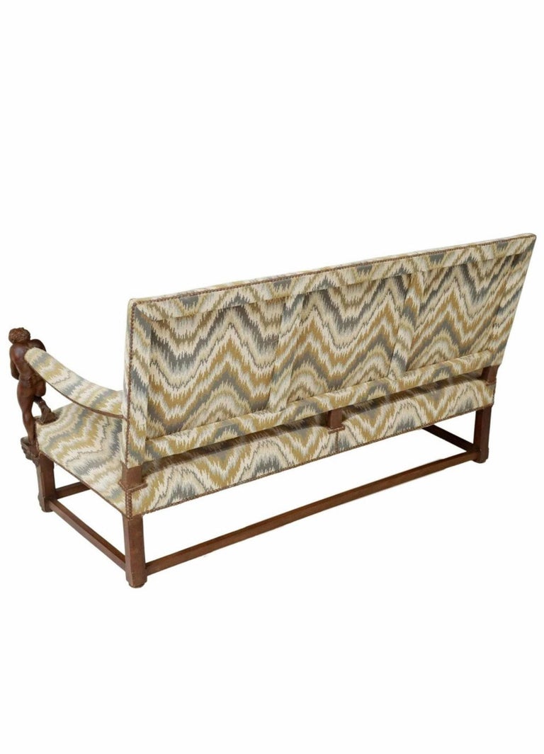 19th Century French Atlas Figural Carved Walnut Upholstered Settee For ...