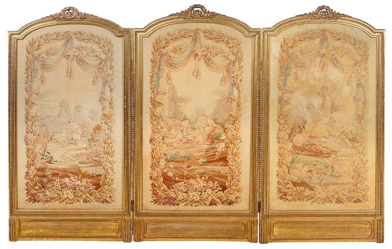 19th Century French Aubusson Screen For Sale at 1stDibs