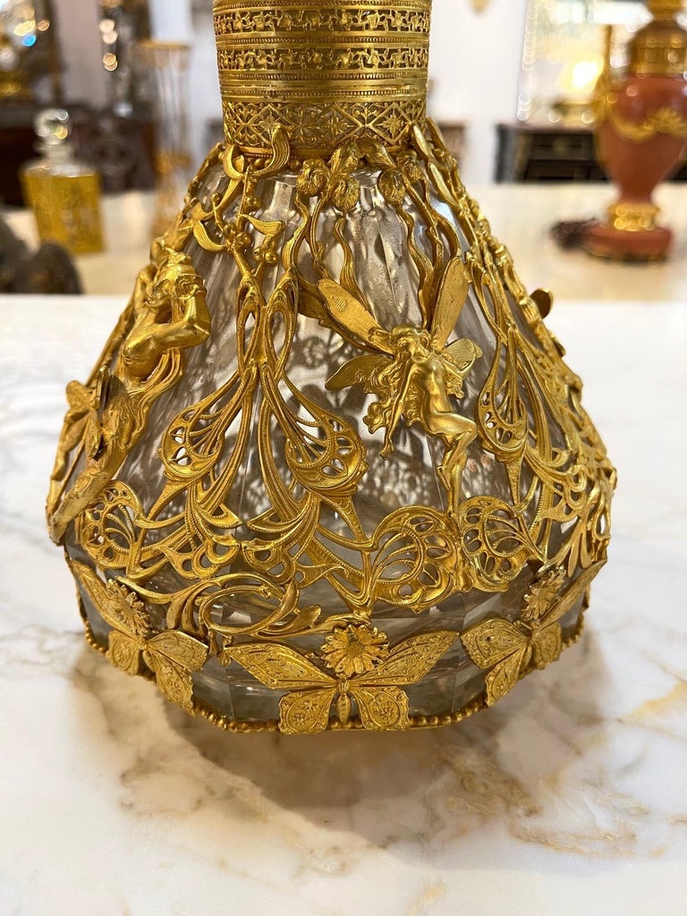 19th Century French Baccarat Style Dore Bottle For Sale at 1stDibs