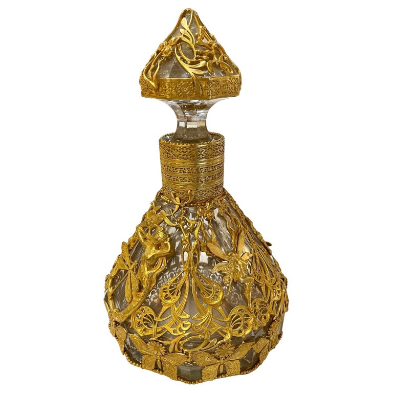 19th Century French Baccarat Style Dore Bottle For Sale at 1stDibs