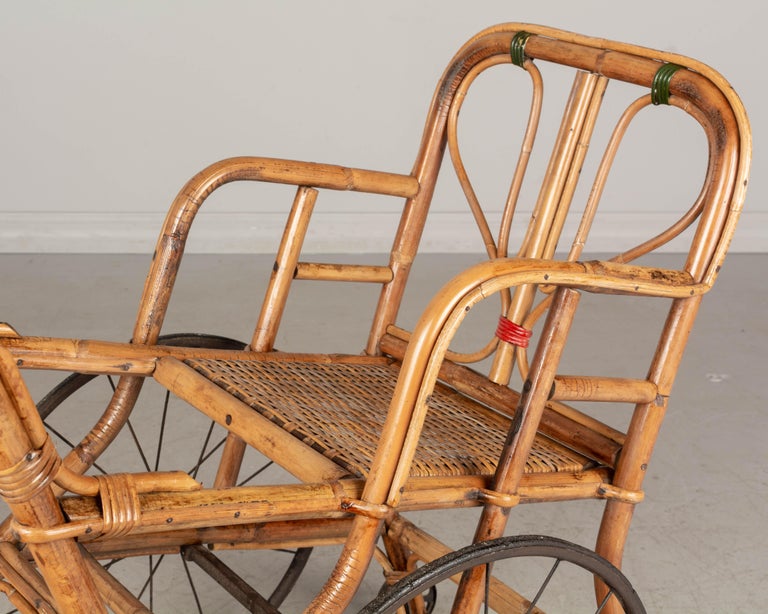 19th Century French Bamboo and Rattan Baby Stroller For Sale at 1stDibs