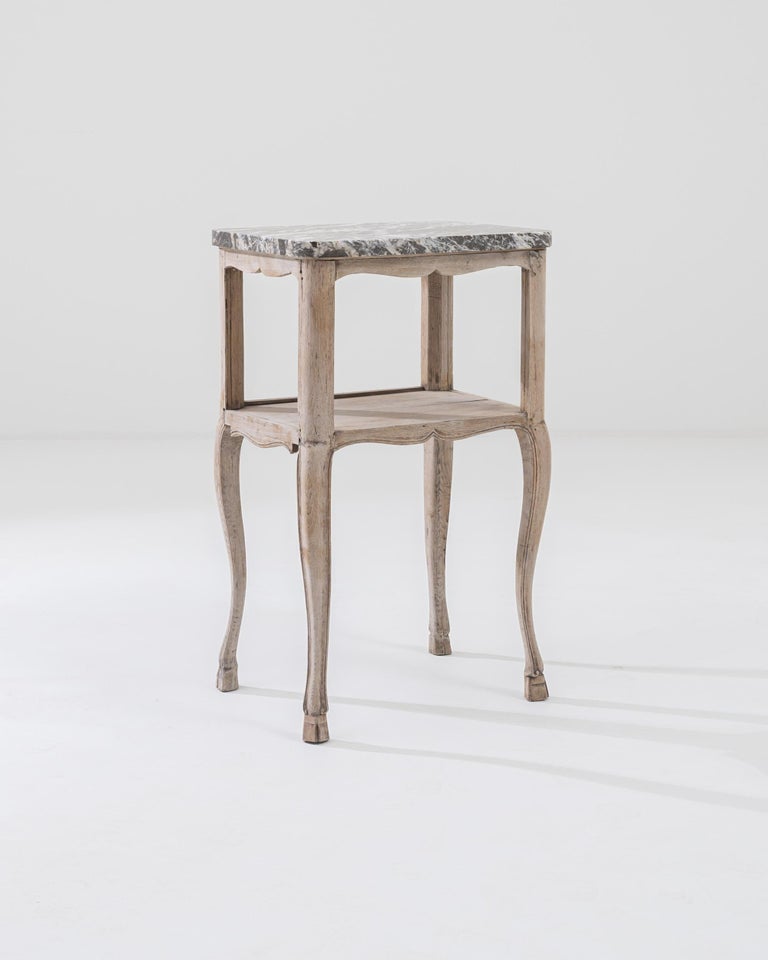 19th Century French Biche Bedside Table with Marble Top For Sale at 1stDibs