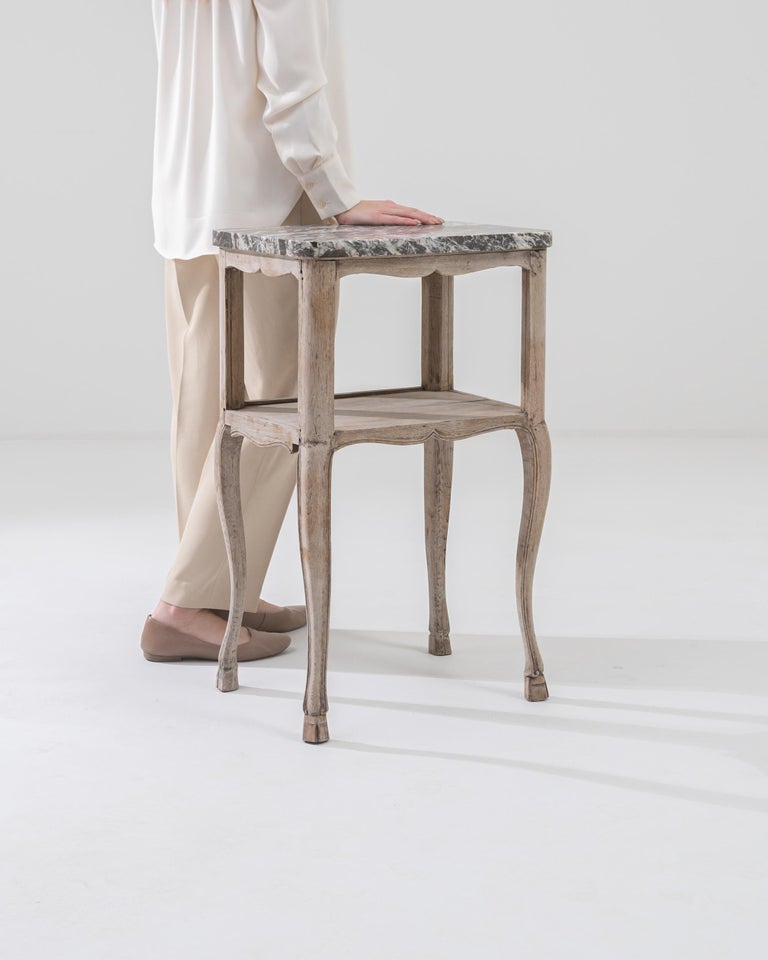 19th Century French Biche Bedside Table with Marble Top For Sale at 1stDibs