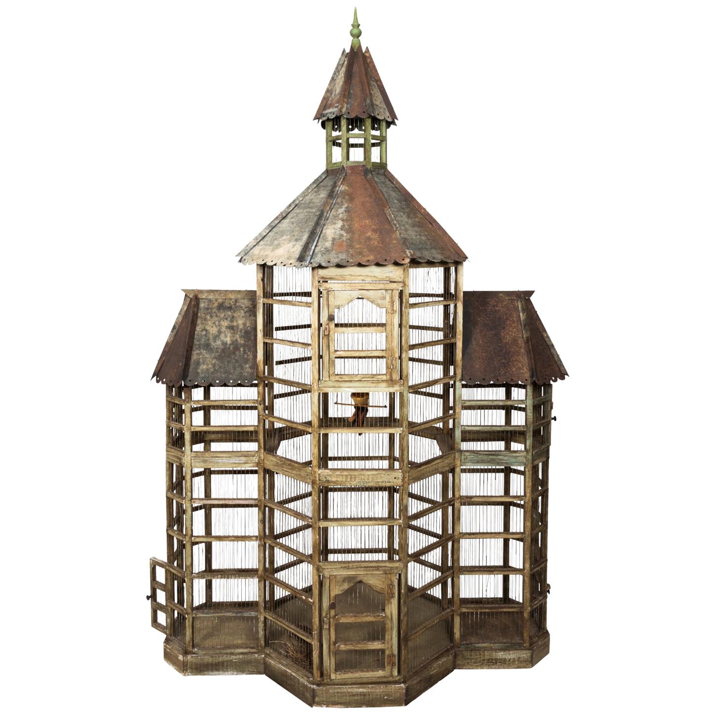 19th Century French Birdcage with Original Paint For Sale at 1stDibs