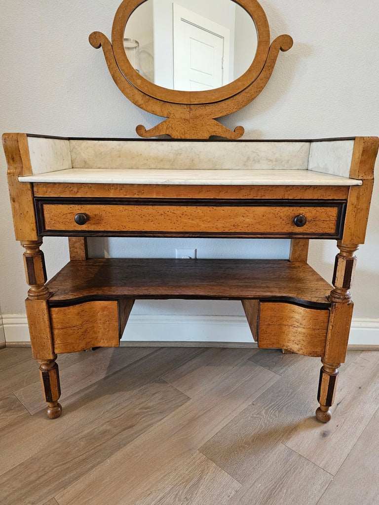 19th Century French Birdseye Maple Wash Stand Vanity Console For Sale ...