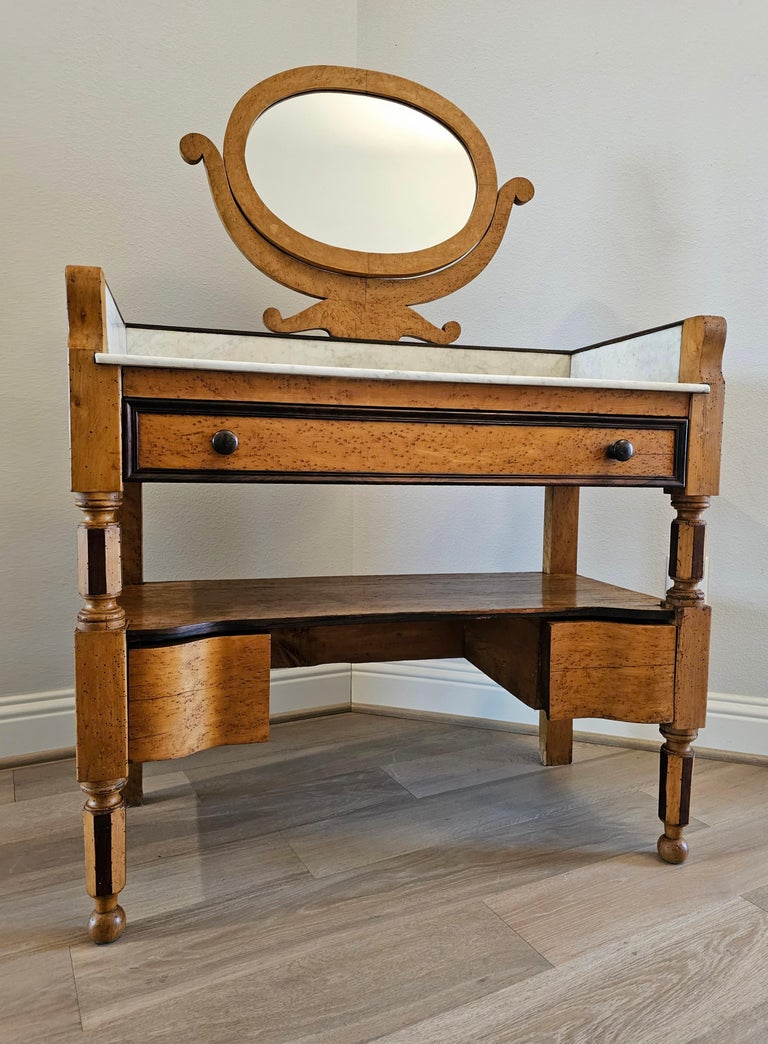 19th Century French Birdseye Maple Wash Stand Vanity Console For Sale ...
