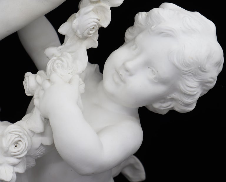 19th Century French Bisque Sculpture of 3 Cherubs, Signed Moreau at 1stDibs