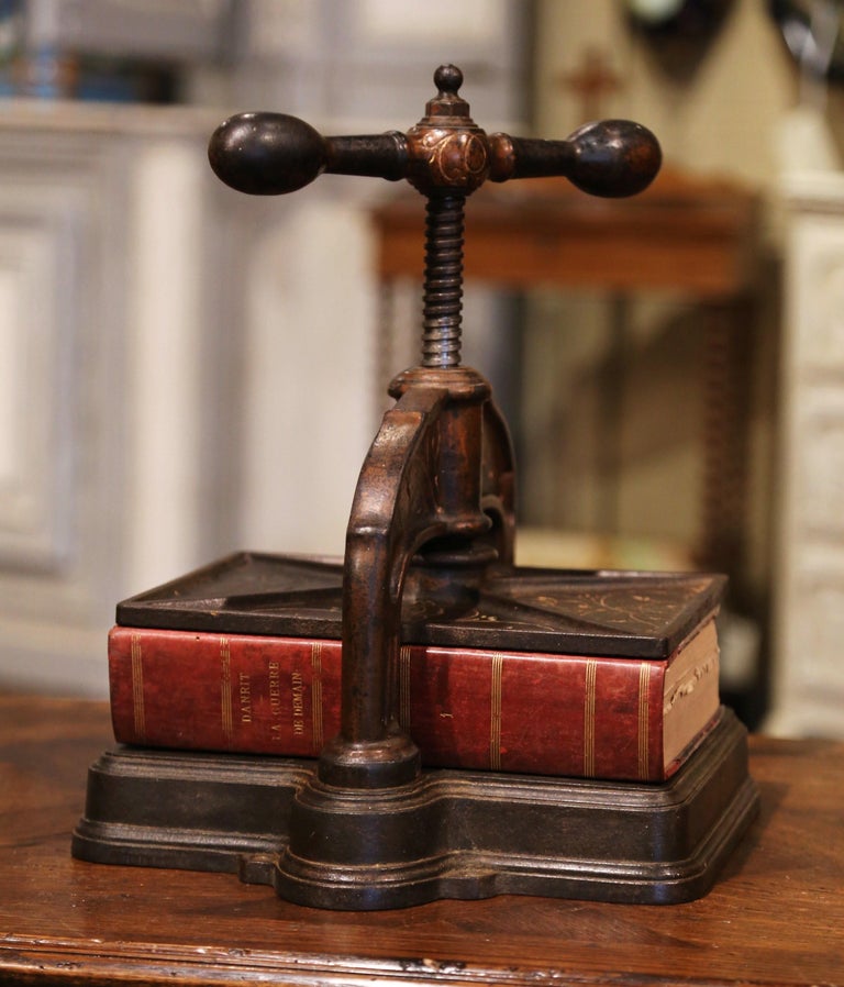 19th Century French Black and Gilt Wrought Iron Book Binding Press at ...