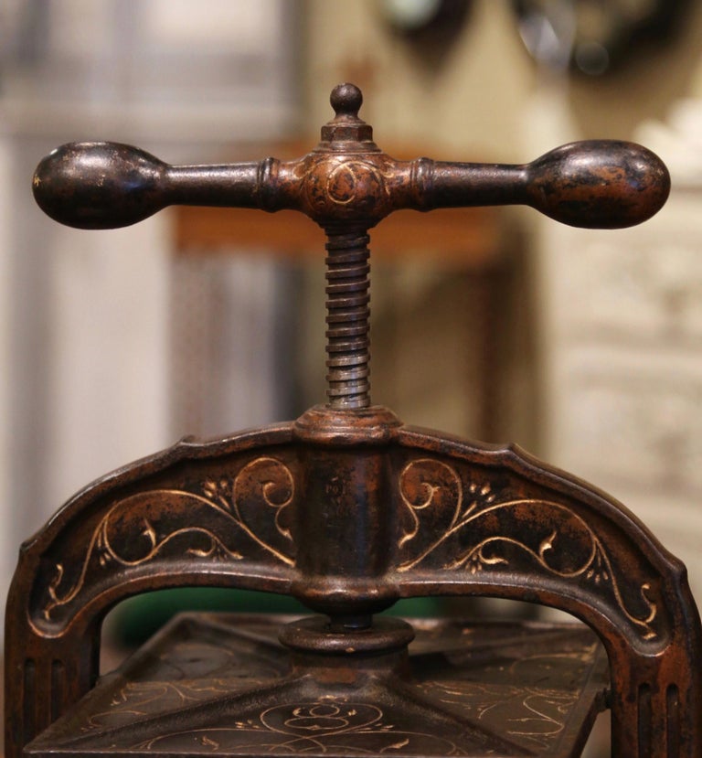 19th Century French Black and Gilt Wrought Iron Book Binding Press at ...