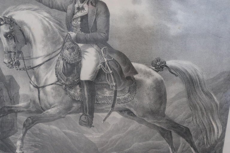 19th Century French Black and White Lithograph, Print Portrait of ...