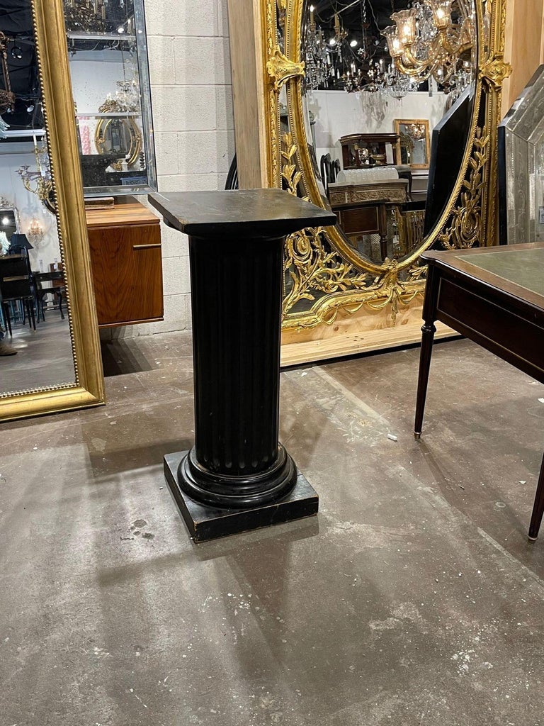 19th Century French Black Painted Wooden Pedestal For Sale at 1stDibs
