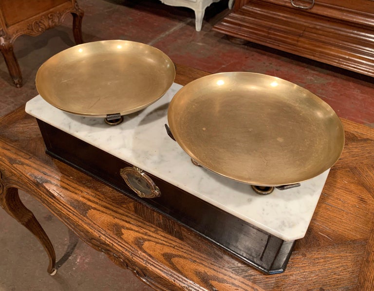 19th Century French Blackened and Marble Balance Scale and Set of ...