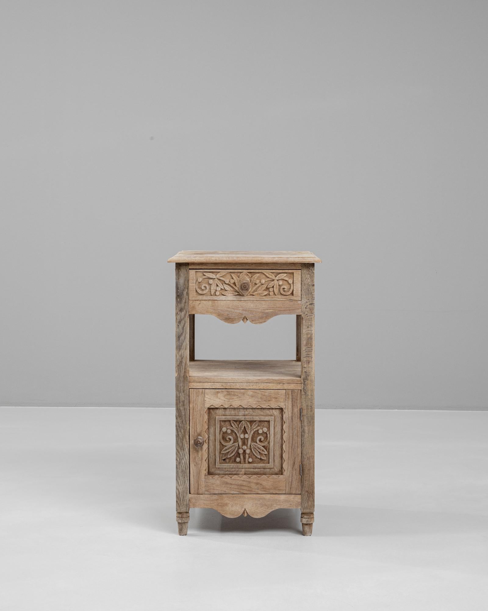 19th Century French Bleached Oak Bedside Table For Sale at 1stDibs