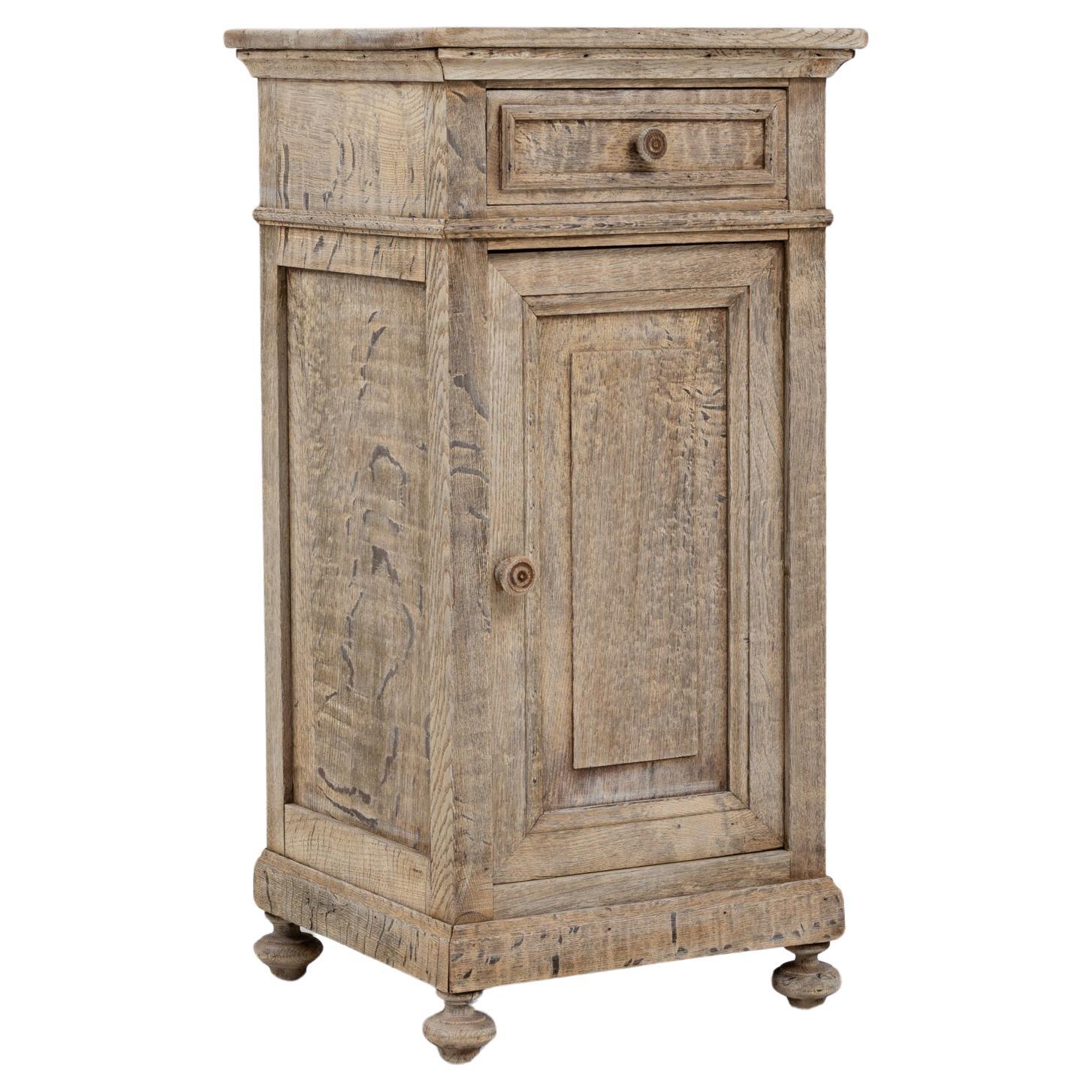 19th Century French Bleached Oak Bedside Table For Sale at 1stDibs