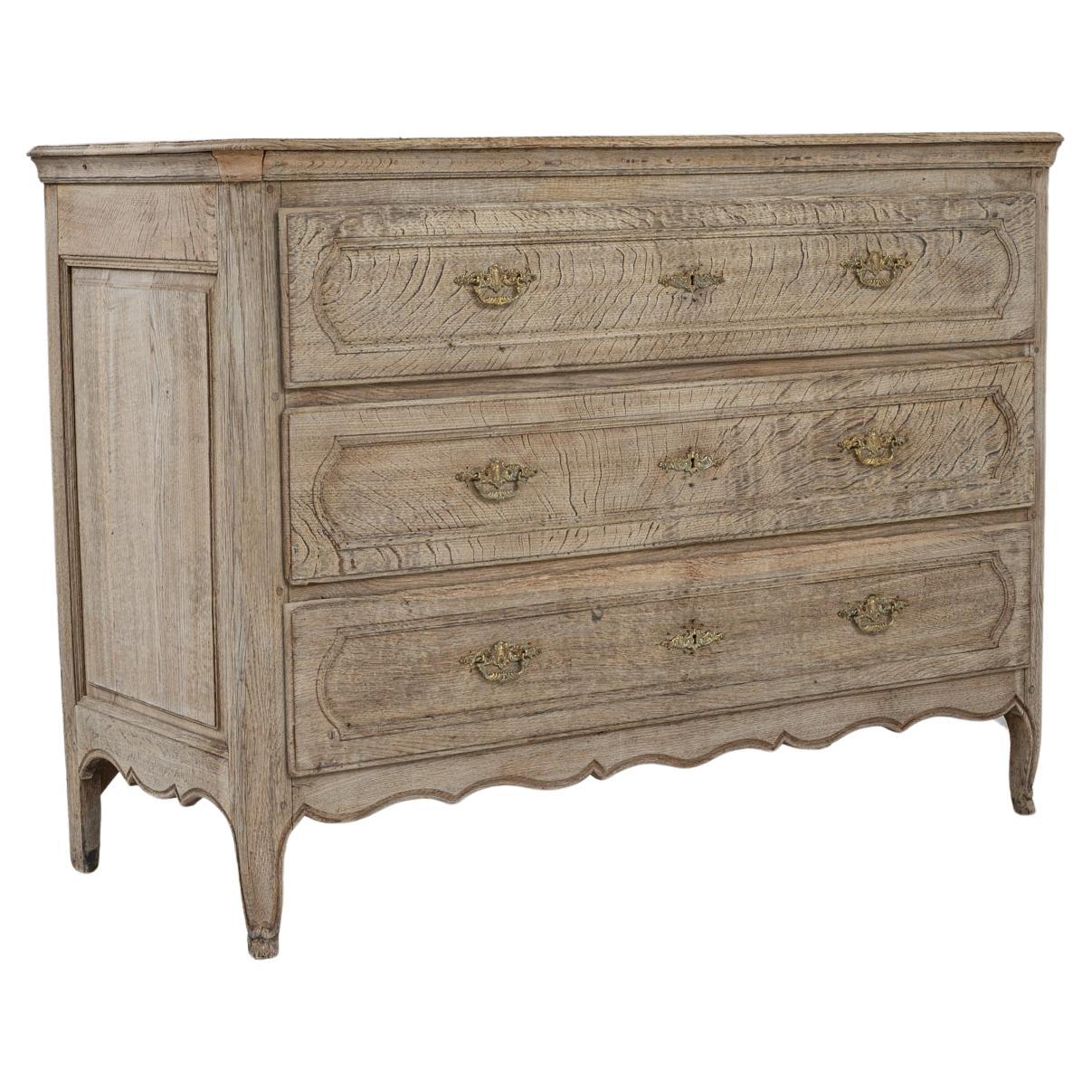 19th Century French Bleached Oak Chest Of Drawers For Sale at 1stDibs