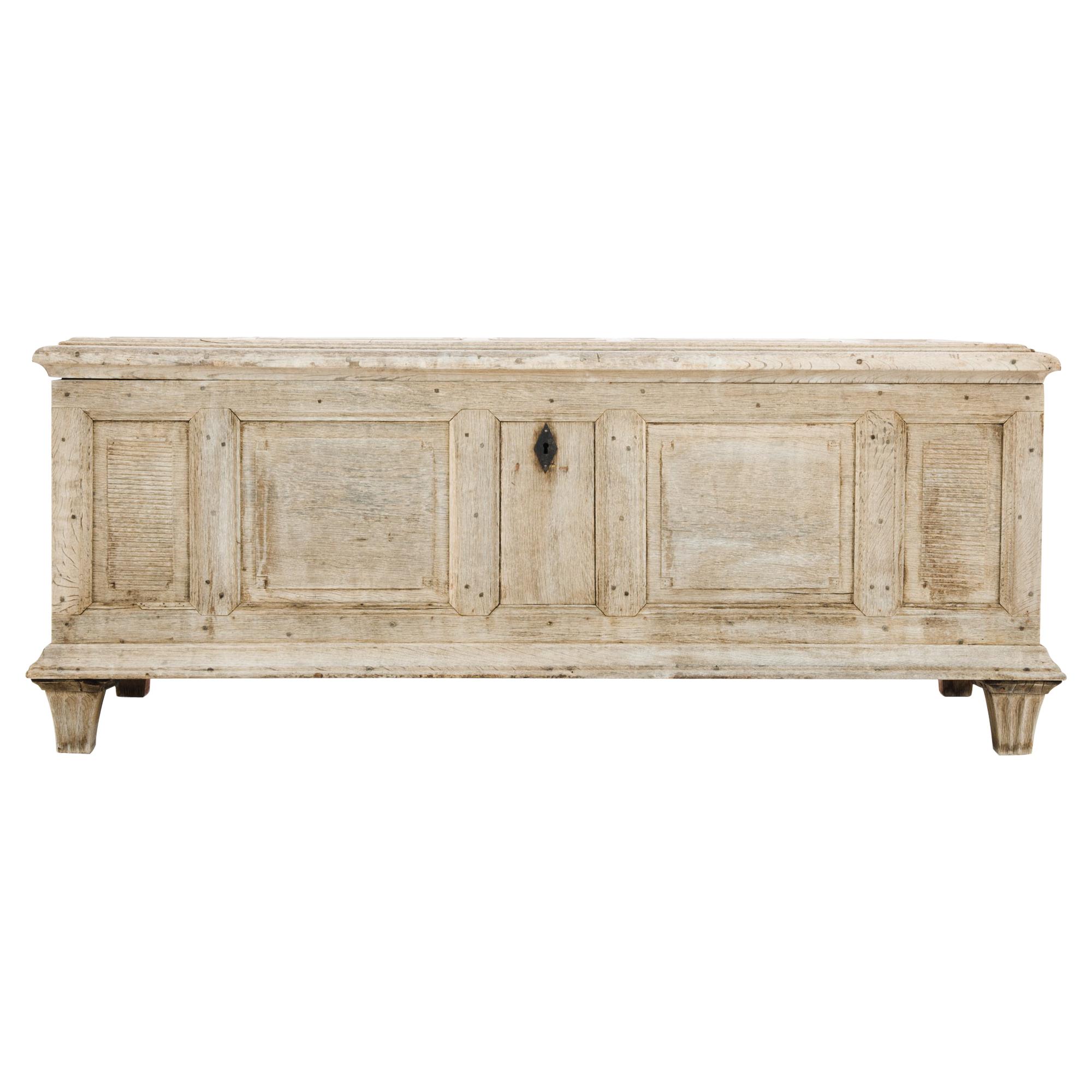 19th Century French Bleached Oak Trunk For Sale at 1stDibs