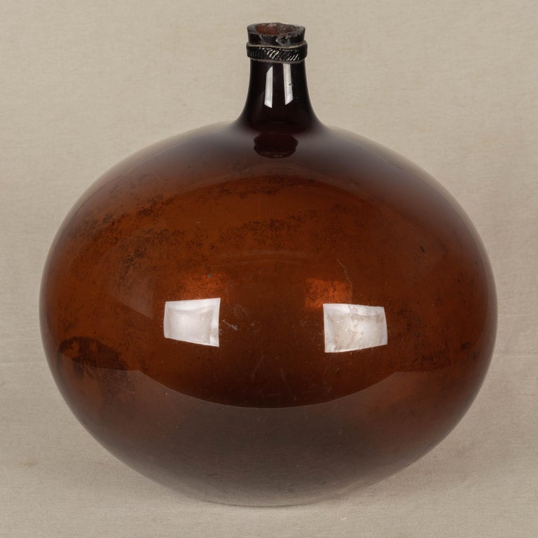 19th Century French Blown Glass Demijohn Bottle For Sale at 1stDibs