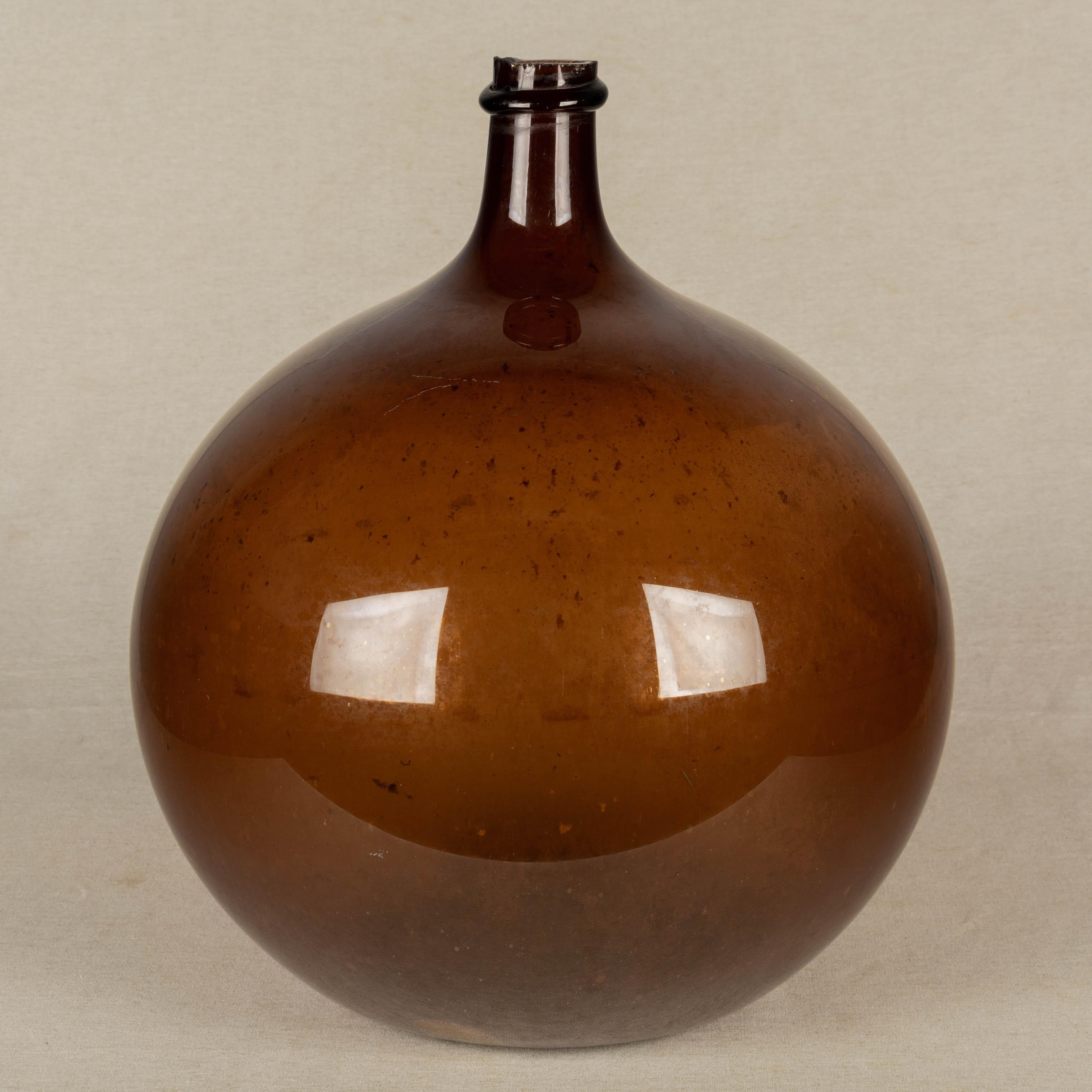 19th Century French Blown Glass Demijohn Bottle For Sale at 1stDibs