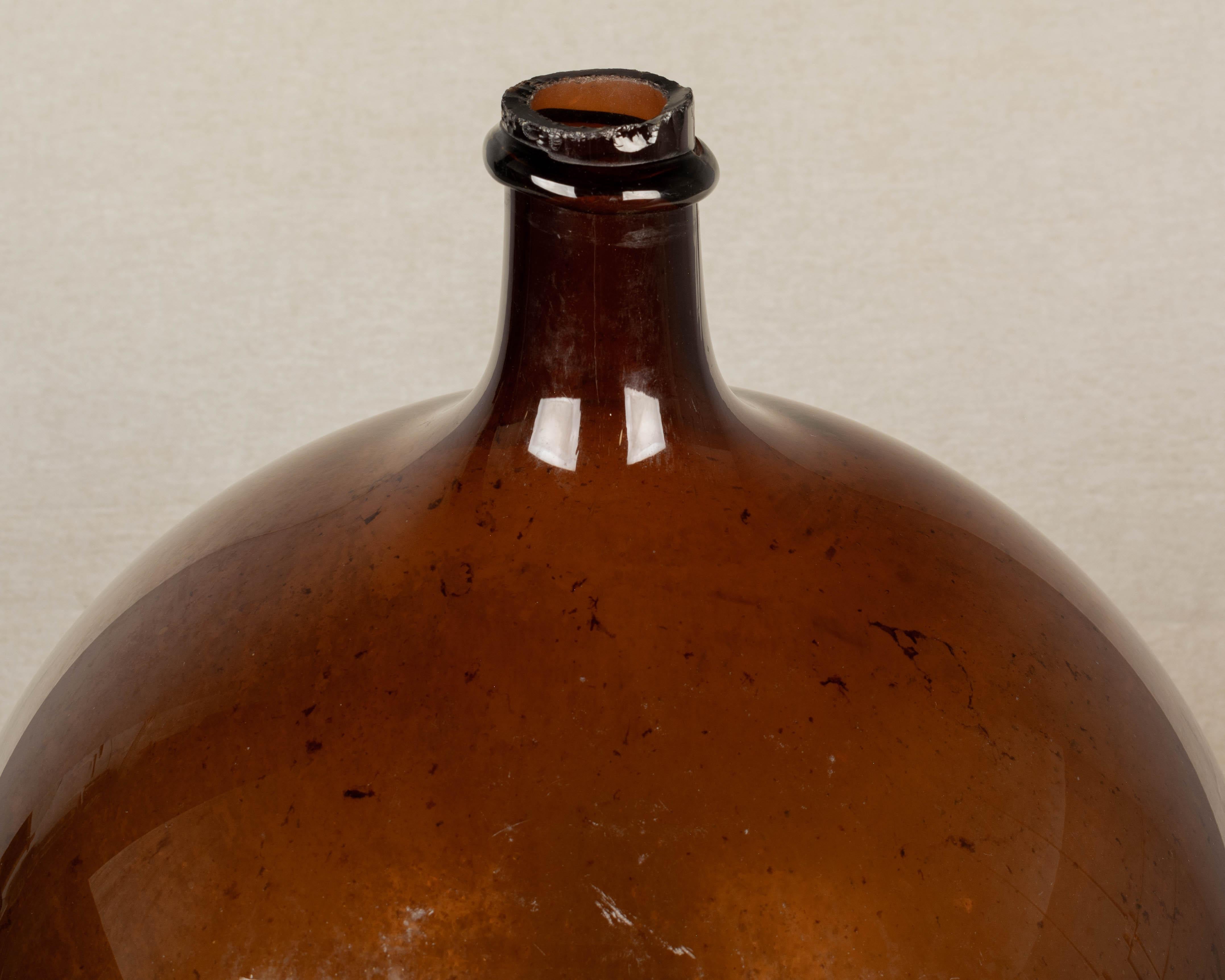 19th Century French Blown Glass Demijohn Bottle For Sale at 1stDibs