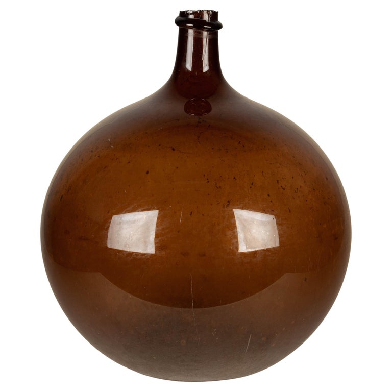 19th Century French Blown Glass Demijohn Bottle For Sale at 1stDibs