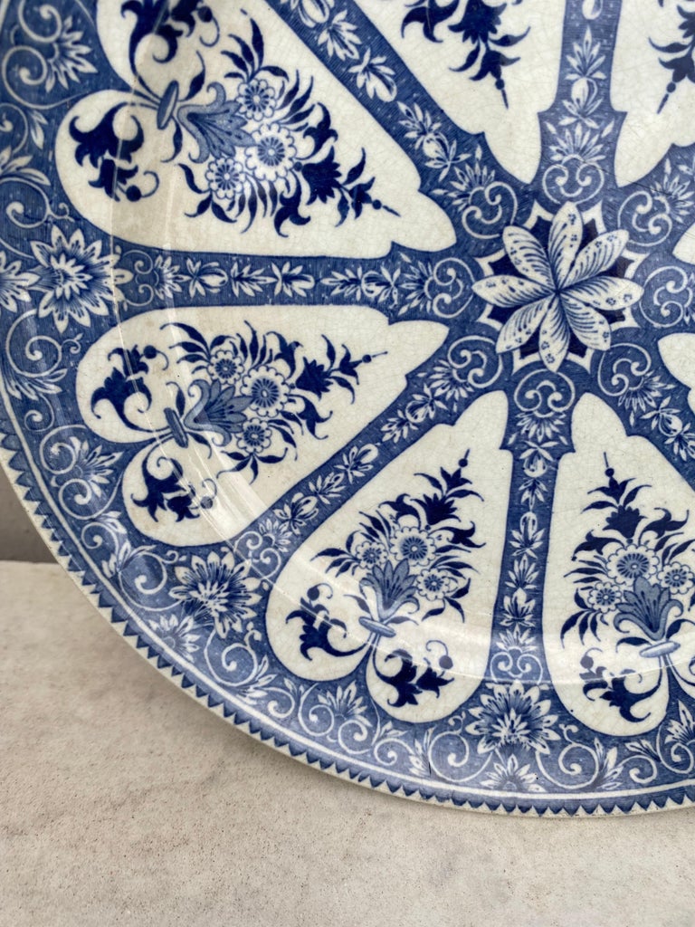 19th Century French Blue and White Faience Dinner Plate Sarreguemines ...