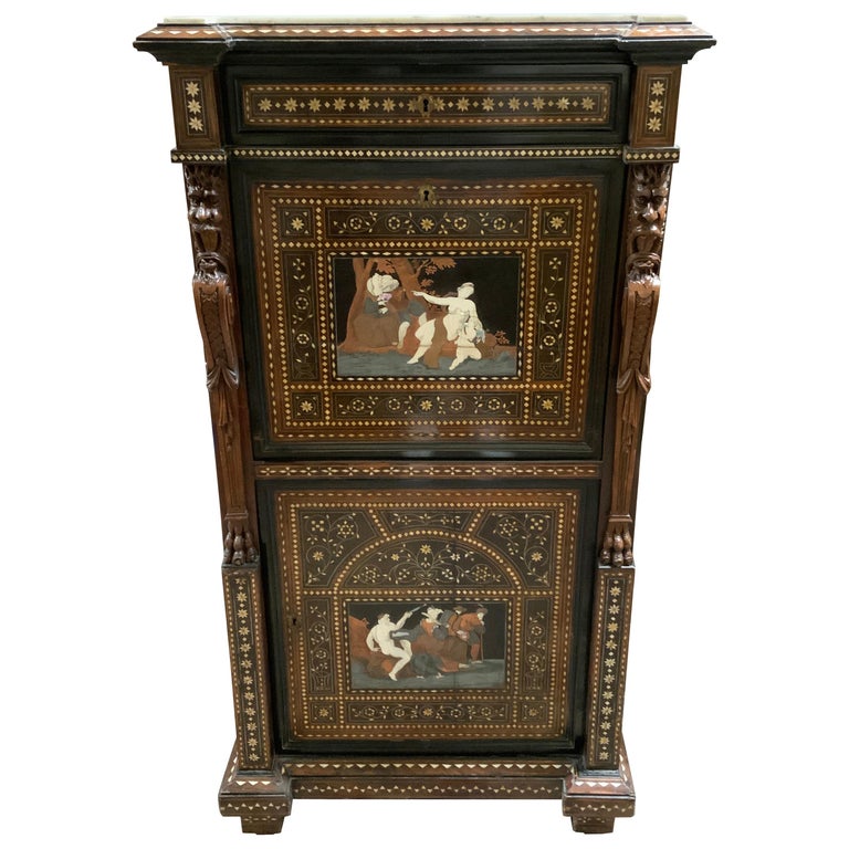 19th Century French Bone Inlay Cabinet For Sale at 1stDibs