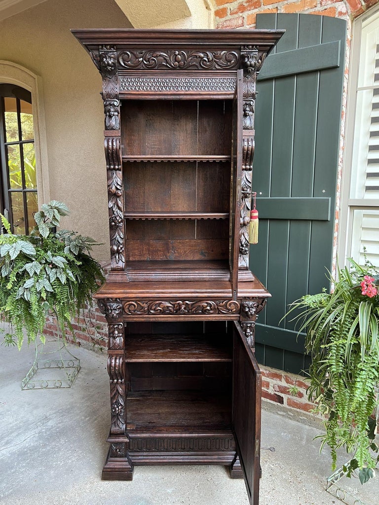 19th Century French Bookcase Hunt Cabinet Oak Black Forest Renaissance ...