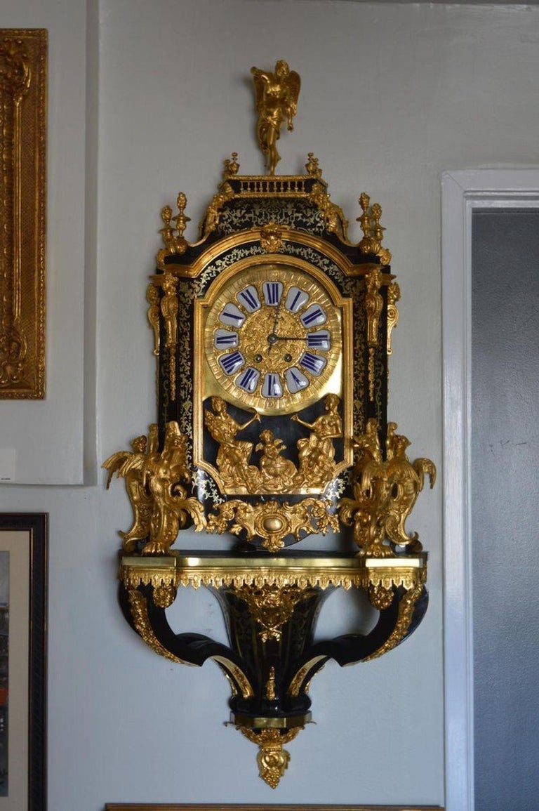 19th Century French Boulle Clock with Pedestal For Sale at 1stDibs