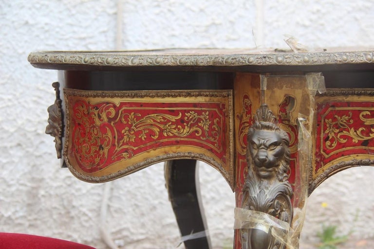 19th Century French Boulle Set Desk Cabinet and Chairs Andre Charles ...