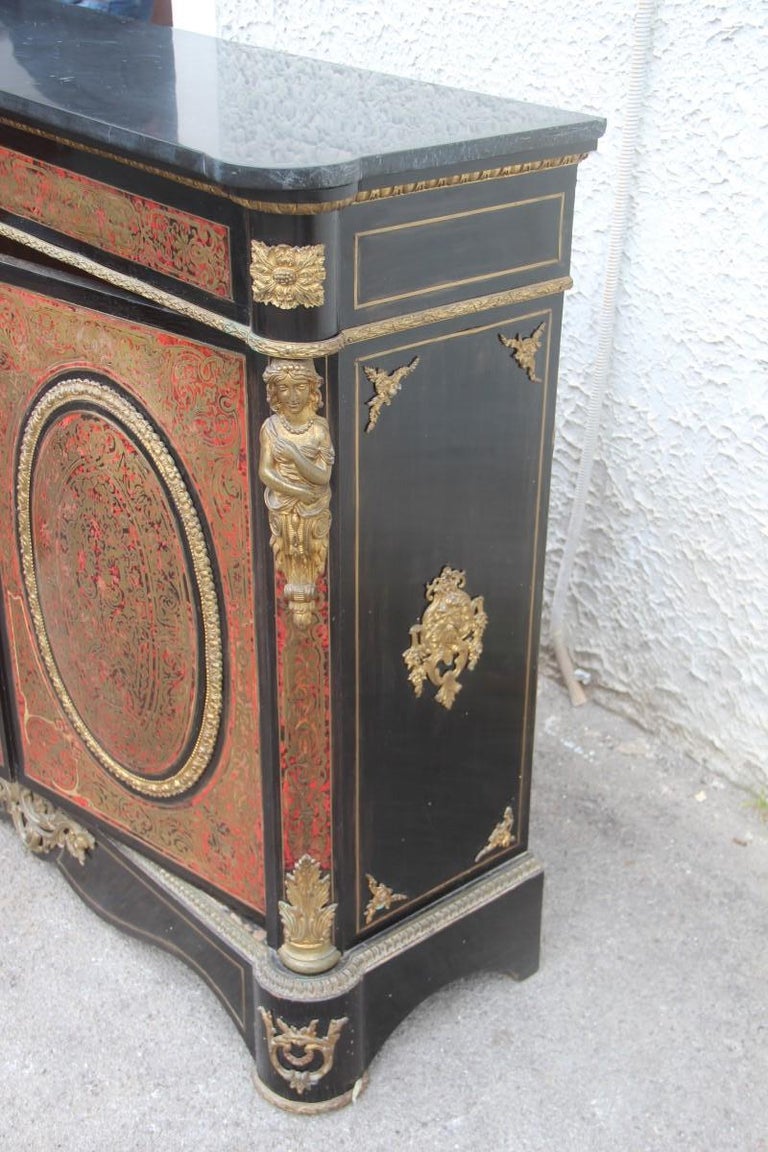 19th Century French Boulle Set Desk Cabinet and Chairs Andre Charles ...