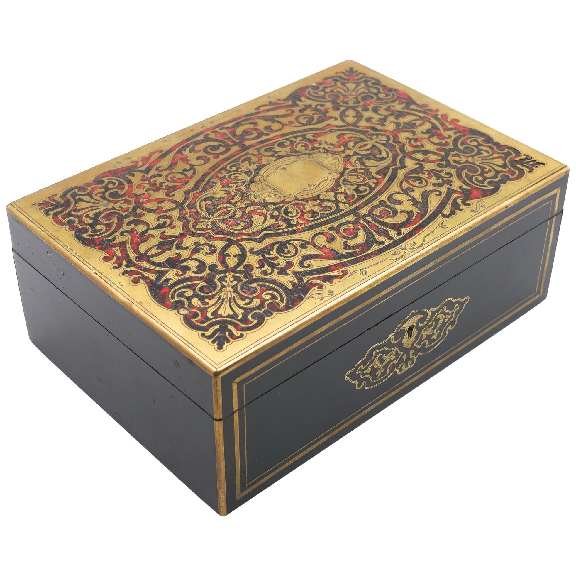 19th Century French Boulle Work Hinged Box at 1stDibs