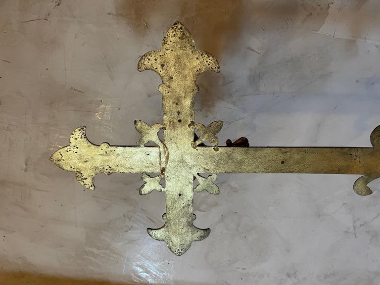 19th Century French Brass Christ Cross, 1880s For Sale at 1stDibs