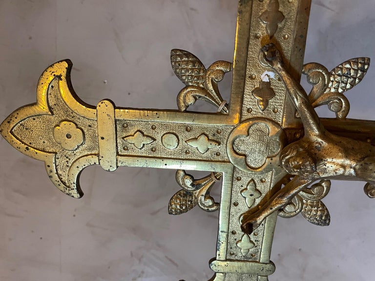 19th Century French Brass Christ Cross, 1880s For Sale at 1stDibs