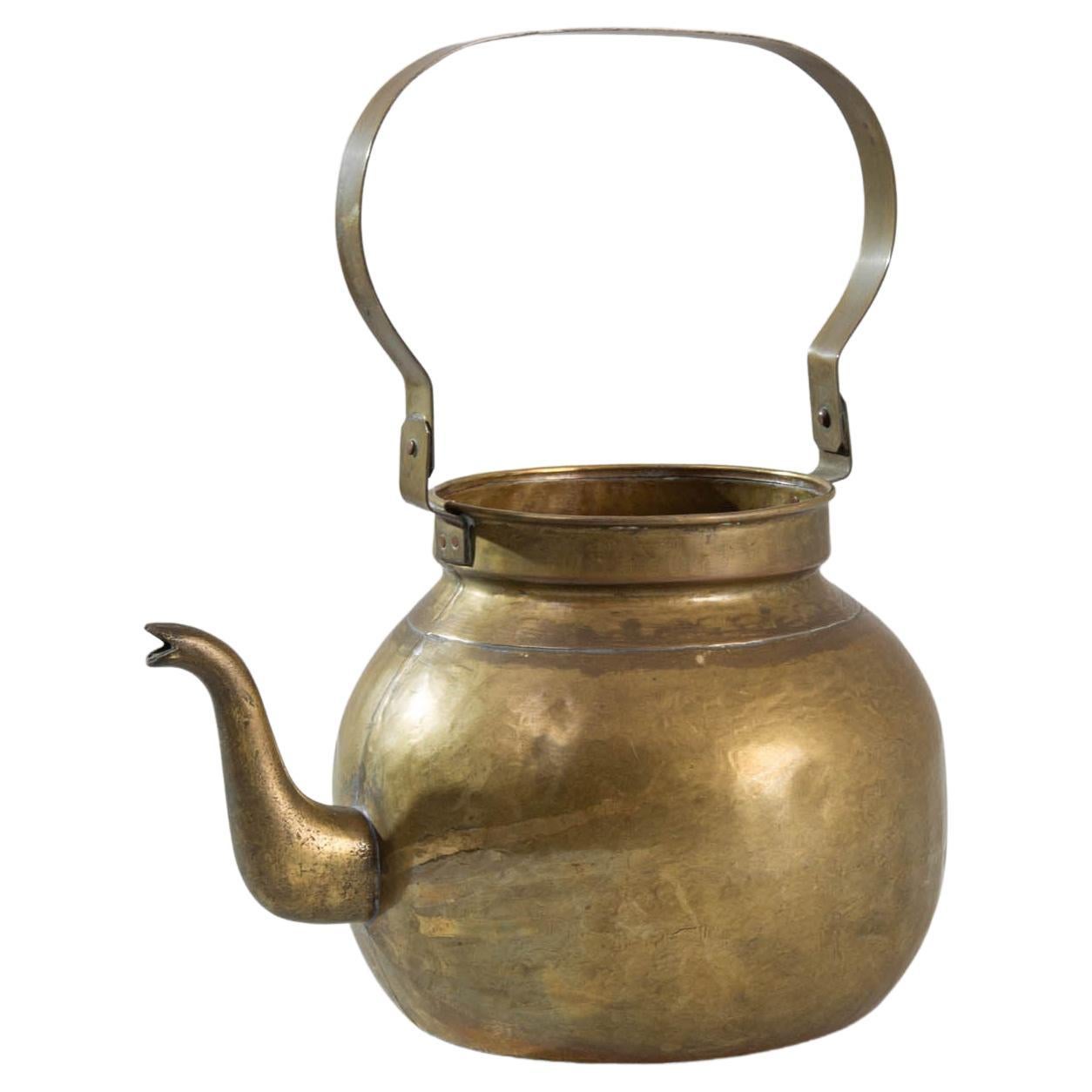 19th Century French Brass Kettle For Sale at 1stDibs
