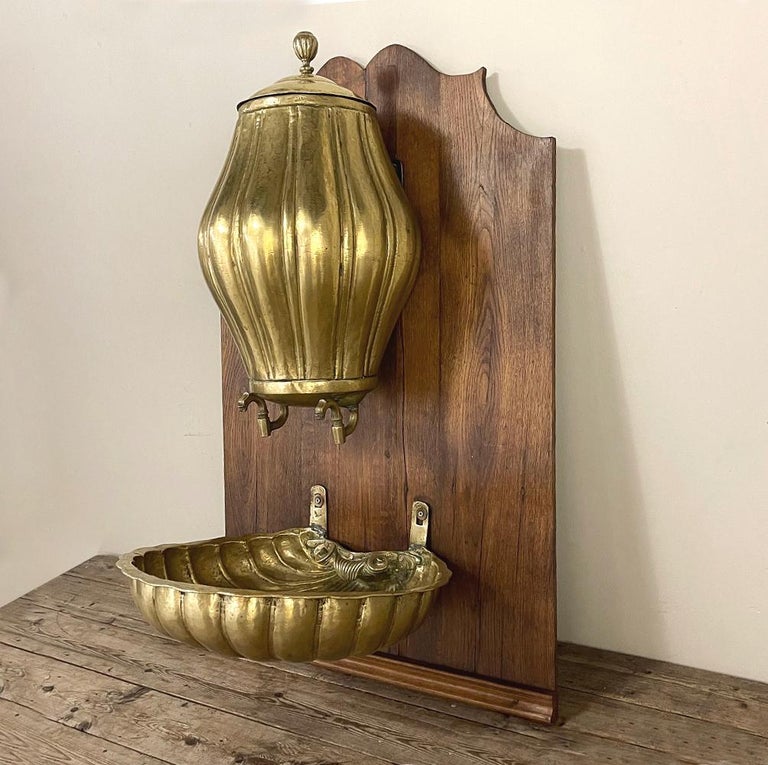 19th Century French Brass Wall Fountain, Lavabo For Sale at 1stDibs
