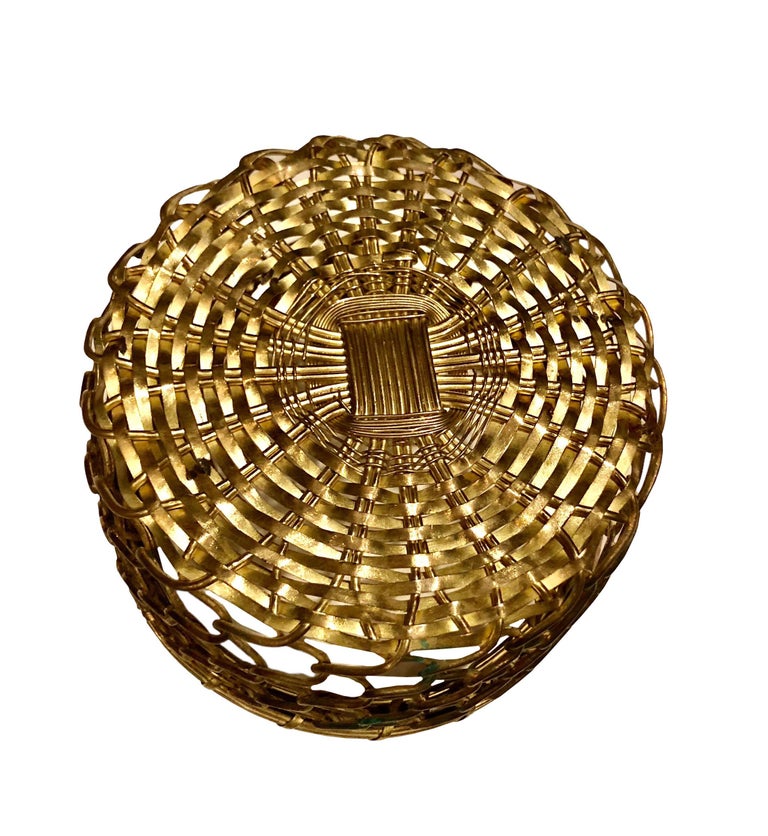 19th Century French Bronze Basket For Sale at 1stDibs