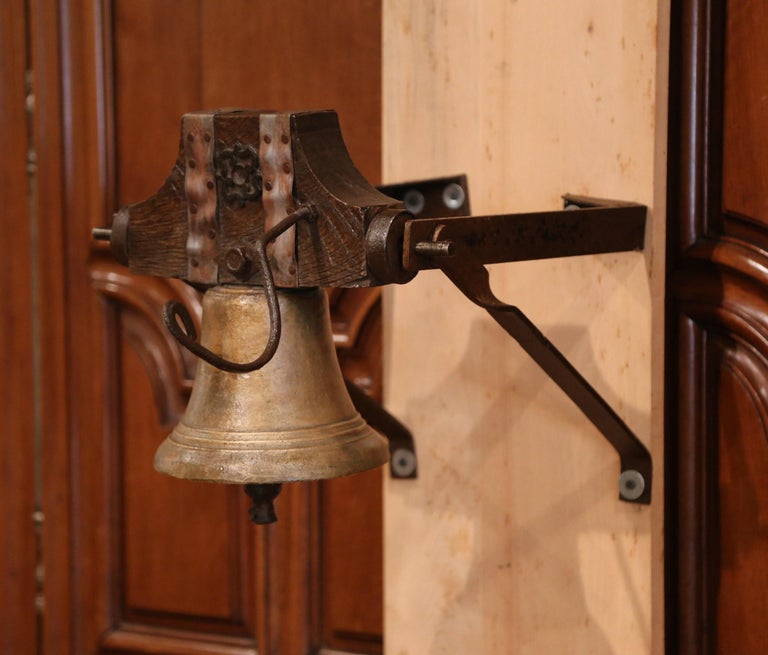 19th Century French Bronze Bell with Original Metal and Oak Wall ...