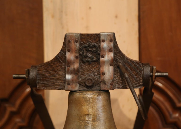 19th Century French Bronze Bell with Original Metal and Oak Wall ...