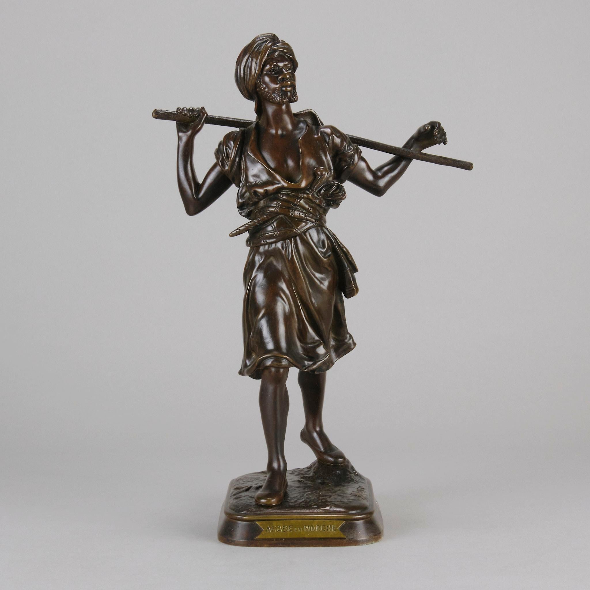 19th Century French Bronze Entitled "Arabe En Marche" by Emile Pinedo ...