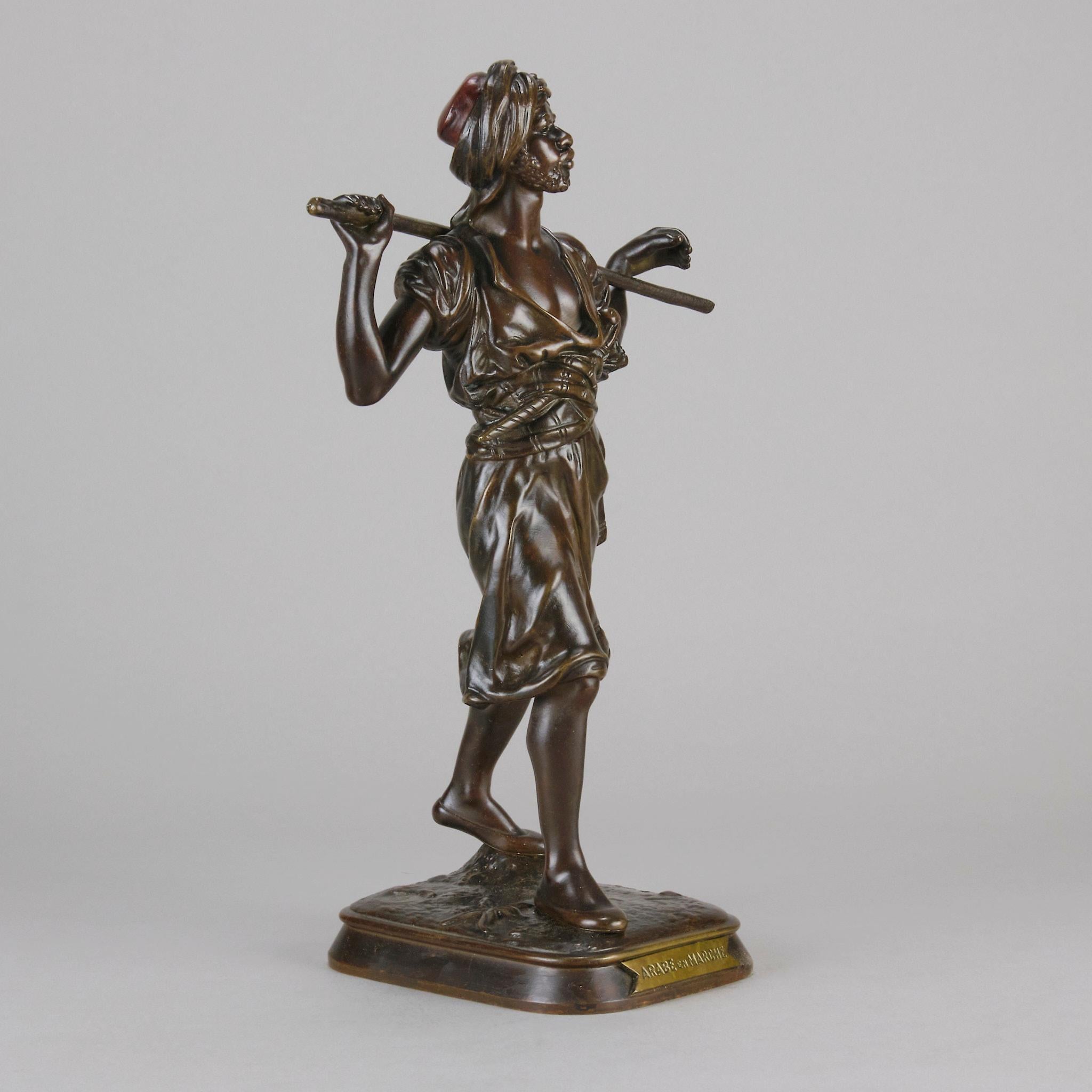 19th Century French Bronze Entitled "Arabe En Marche" by Emile Pinedo ...
